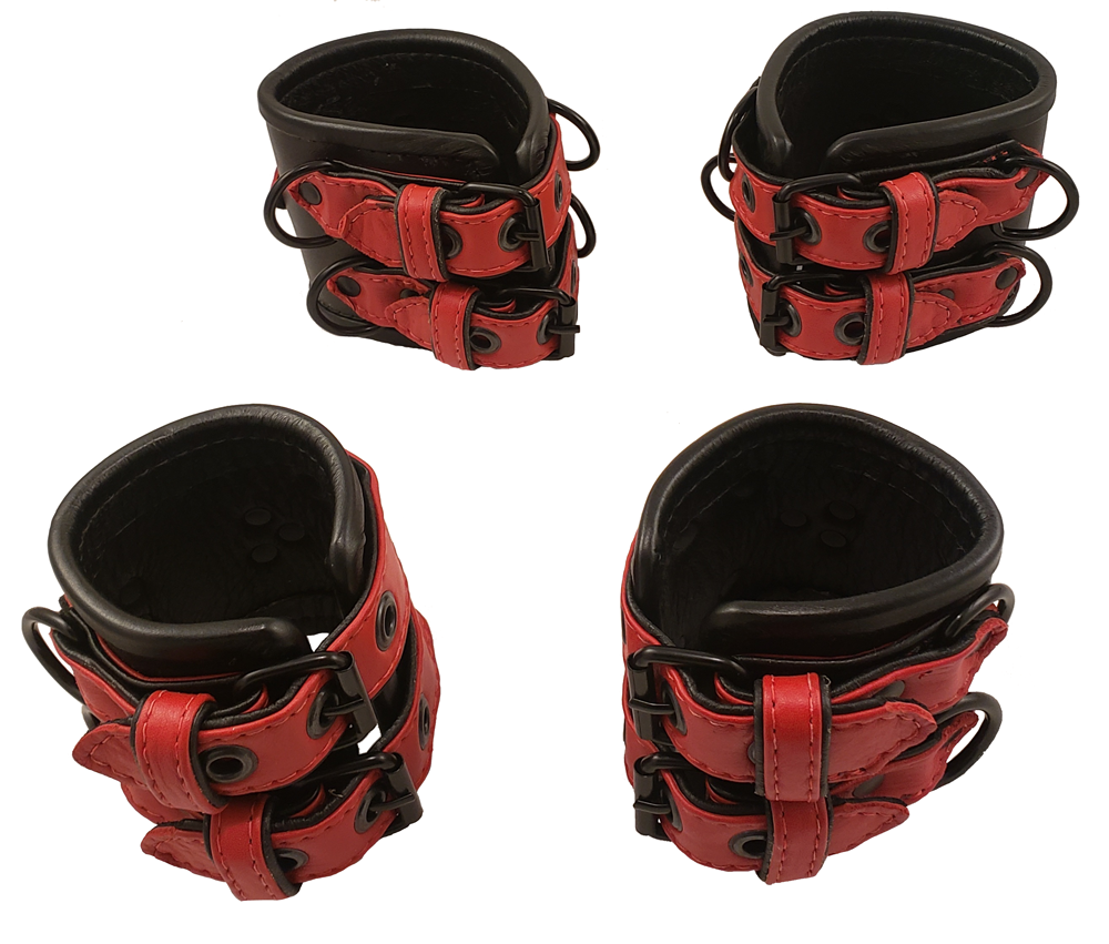 Double Buckle Restraints Black and Red - House of Basciano